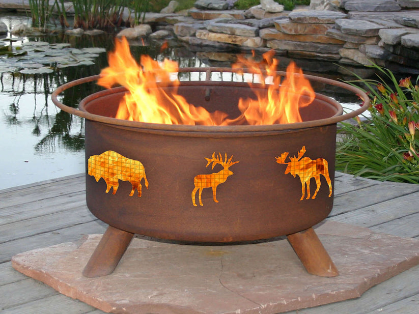Wildlife Animal Design Logo Wood / Charcoal Steel Fire Pit – Yardify.com