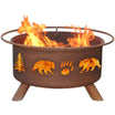 Bear & Trees Design Steel Wood Charcoal Fire Pit for Patio