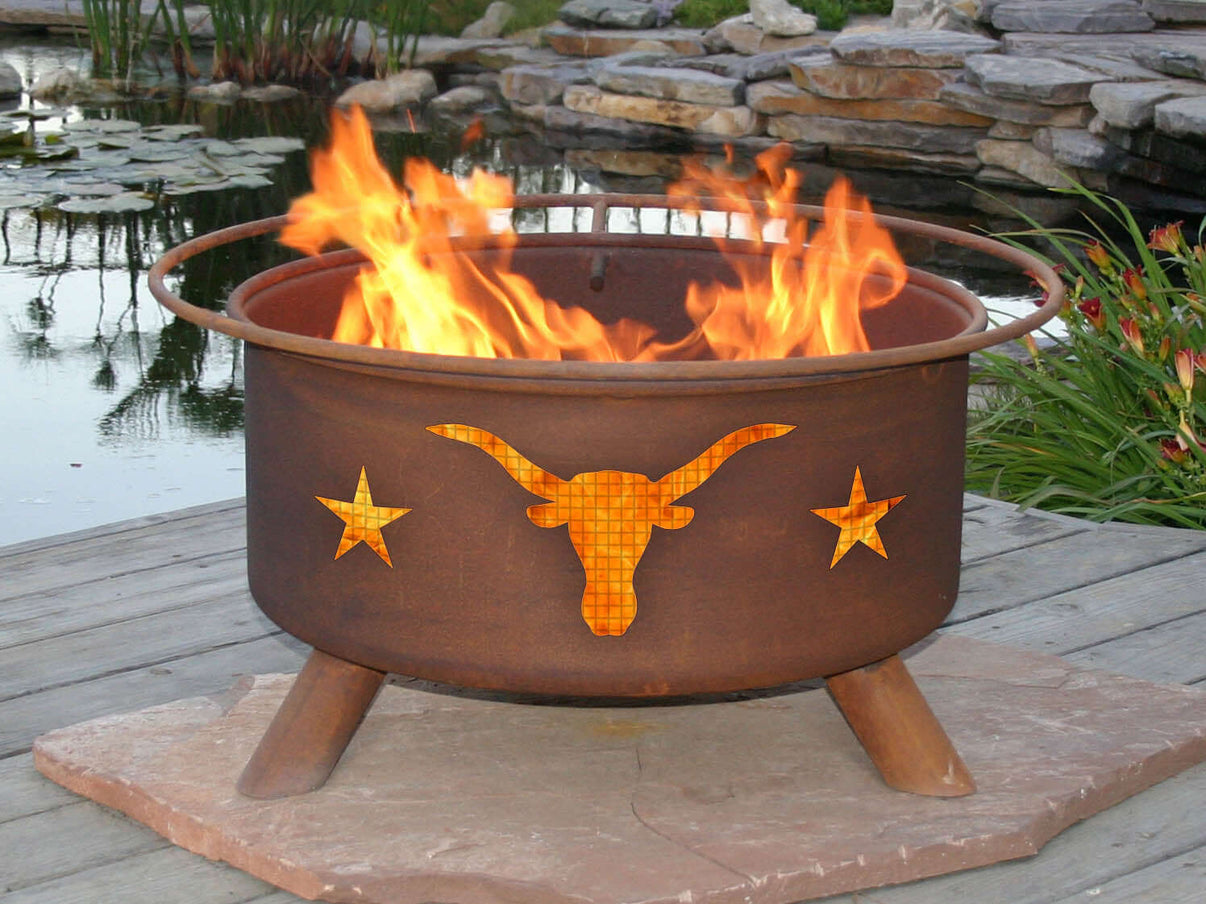 Texas Longhorn Logo Steel Wood Charcoal Fire Pit – Yardify.com