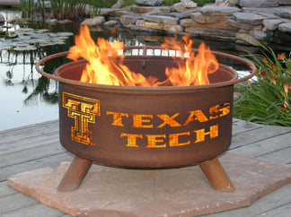 Collegiate Texas Tech Logo Steel Wood Charcoal Fire Pit