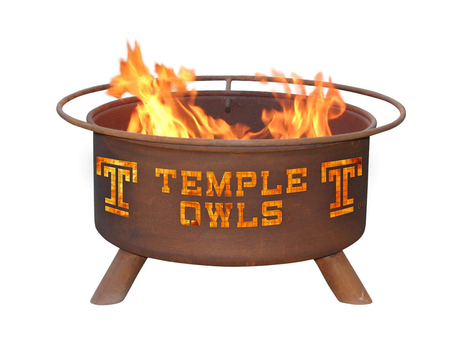 Collegiate Temple Logo Steel Wood Charcoal Fire Pit – Yardify.com
